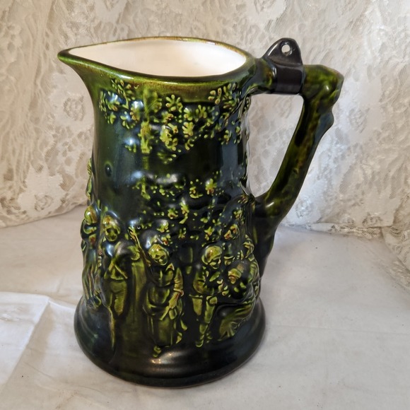 Sarreguemines | Dining | French Green White Majolica Beer Pitcher ...